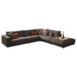 Ecksofa 3C Candy "Enisa II L-Form" Sofas Gr. B/H/T: 365cm x 86cm x 322cm, Samtoptik, langer Schenkel links, grau (stone) incl. 3 Flatterkissen, wahlweise mit Flecken-Schutz-Bezug Easy care