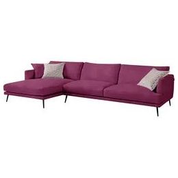 Ecksofa Egoitaliano "Sophia, Designsofa mit extrakomfortablem Sitzkomfort" Sofas Gr. B/H/T: 274cm x 77cm x 154cm, Luxus-Microfaser BLUSH, Recamiere links, pink (fuchsia) mit Daunenfederung, L-Form