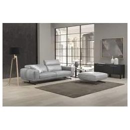 2,5-Sitzer Egoitaliano "Gloria, super bequem und hochwertige Verarbeitung, edles Design" Sofas Gr. B/H/T: 236cm x 96cm x 109cm, Leder BULL, grau (stone) beidseitig verstellbare Rückenelemente, mit Metallfüßen