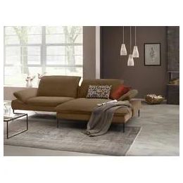 Ecksofa W.Schillig "enjoy&MORE" Sofas Gr. B/H/T: 294cm x 87cm x 185cm, Stoff S37, Recamiere rechts, mit Kopfteilverstellung-mit Armlehnenverstellung-mit Sitztiefenverstellung, braun (chocolate s37) Sitztiefenverstellung, Füße schwarz pulverbeschichtet, Breite 294 cm