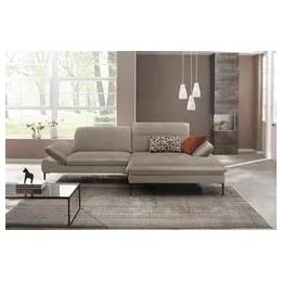 Ecksofa W.Schillig "enjoy&MORE" Sofas Gr. B/H/T: 294cm x 87cm x 185cm, Longlife Xtra-Leder Z59, Recamiere rechts, mit Kopfteilverstellung-mit Armlehnenverstellung-mit Sitztiefenverstellung, braun (stone z59) Sitztiefenverstellung, Füße schwarz pulverbeschichtet, Breite 294 cm