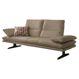 2-Sitzer W.Schillig "broadway" Sofas Gr. B/H/T: 216 cm x 94 cm x 96 cm, Longlife Xtra-Leder Z59, Longchair links, mit Sitztiefenverstellung-mit Kopfteilverstellung-ohne Seitenteilverstellung, braun (stone z59) Sitztiefenverstellung, Kopfteil- & Seitenteilverstellung, Breite 216cm