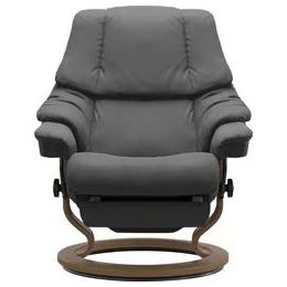 Relaxsessel stressless "Reno" Sessel Gr. Leder BATICK, PowerTM Leg & Back-Classic Base Eiche-M, B/H/T: 79cm x 98cm x 78cm, grau (grey batick) elektrisch verstellbar, optional 2-motorisch, Größe M & L