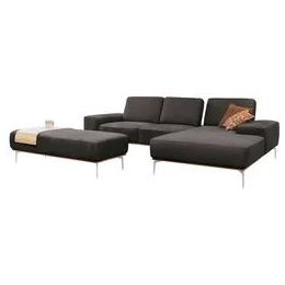 Ecksofa W.Schillig "run" Sofas Gr. B/H/T: 279cm x 88cm x 178cm, Longlife Xtra-Leder Z73, Recamiere rechts, mit Sitztiefenverstellung, braun (mocca z73) mit elegantem Holzsockel, Füße in Chrom glänzend, Breite 279 cm