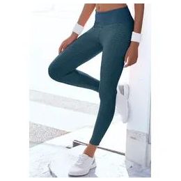 Funktionsleggings Vivance ACTIVE Gr. XL (48/50), N-Gr, blau (petrol), Damen, Strick, Obermaterial: 86% Polyester, 14% Elasthan. Einsatz: 90% Polyester, 10% Elasthan, unifarben, Mesh, Hosen, mit Wabendesign und Mesheinsatz