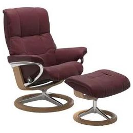 Relaxsessel stressless "Mayfair" Sessel Gr. Leder BATICK, Signature Base Eiche, Relaxfunktion-Drehfunktion-PlusTMSystem-Gleitsystem-BalanceAdaptTM, B/H/T: 92cm x 103cm x 79cm, rot (bordeaux batick) mit Hocker, Signature Base, Größe S, M & L, Gestell Eiche