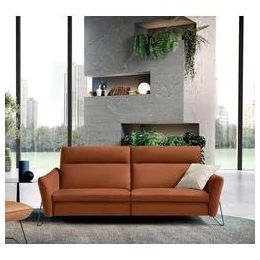 2-Sitzer Egoitaliano "Gaia, modern, elegant und super komfortabel mit hoher Rückenlehne" Sofas Gr. B/H/T: 220cm x 96cm x 93cm, Leder BULL, rot (brick) erstklassiger Sitzkomfort, Inkl. 2 Relaxfunktionen, mit Designfuß