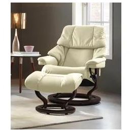 Relaxsessel stressless "Reno" Sessel Gr. Leder PALOMA, Classic Base Braun-L, Relaxfunktion-Drehfunktion-PlusTMSystem-Gleitsystem, B/H/T: 88cm x 98cm x 78cm, beige (vanilla paloma) mit Classic Base, Größe S, M & L, Gestell Braun