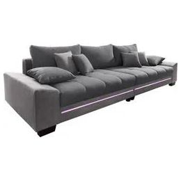 Big-Sofa Inosign "Nikita II" Sofas Gr. B/H/T: 300cm x 86cm x 118cm, Microfaser PRIMABELLE-Struktur, belastbar bis 100kg-ohne Soundsystem-Mit RGB-LED-Beleuchtung, grau (anthrazit/dunkelgrau) Wahlweise mit Kaltschaumpolsterung, bis 140 kg belastbar