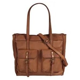 Shopper Samantha Look Gr. B/H/T: 37cm x 32cm x 8cm onesize, braun (cognac) Damen Taschen echt Leder, Made in Italy