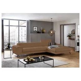 Ecksofa W.Schillig "piedroo" Sofas Gr. B/H/T: 343 cm x 70 cm x 193 cm, Longlife Xtra-Leder Z69, Longchair rechts, mit Kopfteilverstellung-ohne Sitztiefenverstellung, braun (fango z69) Kopfteilverstellung, wahlweise mit Sitztiefenverstellung, Breite 343cm