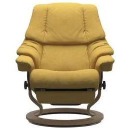 Relaxsessel stressless "Reno" Sessel Gr. ROHLEDER Stoff Q2 FARON, PowerTM Leg & Back-Classic Base Eiche, B/H/T: 88cm x 98cm x 77cm, gelb (yellow q2 faron) elektrisch verstellbar, optional 2-motorisch, Größe M & L