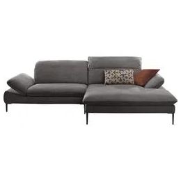 Ecksofa W.Schillig "enjoy&MORE" Sofas Gr. B/H/T: 294cm x 87cm x 185cm, Chenille-Flachgewebe R66, Recamiere rechts, mit Kopfteilverstellung-mit Armlehnenverstellung-mit Sitztiefenverstellung, grau (grau r66) Sitztiefenverstellung, Füße schwarz pulverbeschichtet, Breite 294 cm