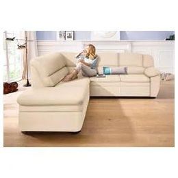 Ecksofa COTTA "Casino L-Form" Sofas Gr. B/H/T: 250cm x 98cm x 95cm, Kunstleder SOFTLUX, Ottomane links, ohne Bettfunktion, beige (creme) wahlweise mit Bettfunktion