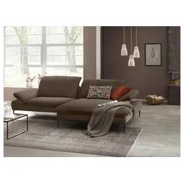 Ecksofa W.Schillig "enjoy&MORE" Sofas Gr. B/H/T: 294cm x 87cm x 185cm, Stoff S37, Recamiere rechts, mit Kopfteilverstellung-mit Armlehnenverstellung-mit Sitztiefenverstellung, braun (mocca s37) Sitztiefenverstellung, Füße schwarz pulverbeschichtet, Breite 294 cm