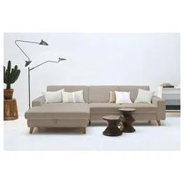 Ecksofa Tom Tailor HOME "Nordic Shift Pure" Sofas Gr. B/H/T: 308cm x 86cm x 180cm, Bouclé SCO, Recamiere links, ohne Bettfunktion und Bettkasten, beige (beach sco 42) wahlweise mit Bettfunktion und Bettkasten