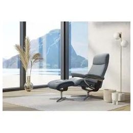 Relaxsessel stressless "View" Sessel Gr. Struktur fein JASMINE, Cross Base Braun, Relaxfunktion-Drehfunktion-PlusTMSystem-Gleitsystem-BalanceAdaptTM, B/H/T: 78cm x 108cm x 78cm, blau (light jasmine) mit Cross Base, Größe S, M & L, Holzakzent Braun