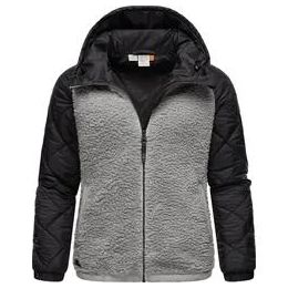 Outdoorjacke Ragwear "Leeloo" Gr. XXL (44), grau Damen Jacken Übergangsjacke aus Teddy-Kunstfell mit gesteppten Ärmeln