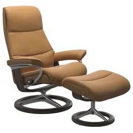 Relaxsessel stressless "View" Sessel Gr. Material Bezug, Cross Base Wenge, Ausführung / Funktion, Maße B/H/T, braun (new caramel) mit Signature Base, Größe S,Gestell Wenge