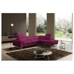 Ecksofa Egoitaliano "Candice" Sofas Gr. B/H/T: 278cm x 100cm x 221cm, Luxus-Microfaser BLUSH, Ottomane rechts, mit Relaxfunktion, pink (fuchsia) inkl. 2 elektrischer Relaxfunktionen, Bedienung über Taste an Armlehne