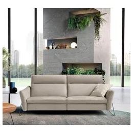 2-Sitzer Egoitaliano "Gaia, modern, elegant und super komfortabel mit hoher Rückenlehne" Sofas Gr. B/H/T: 220cm x 96cm x 93cm, Luxus-Microfaser Lederoptik, grau (opal grau) erstklassiger Sitzkomfort, Inkl. 2 Relaxfunktionen, mit Designfuß