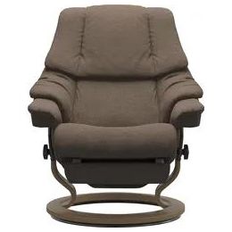 Relaxsessel stressless "Reno" Sessel Gr. ROHLEDER Stoff Q2 FARON, PowerTM Leg & Back-Classic Base Eiche, B/H/T: 88cm x 98cm x 77cm, braun (dark beige q2 faron) elektrisch verstellbar, optional 2-motorisch, Größe M & L