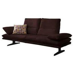 2-Sitzer W.Schillig "broadway" Sofas Gr. B/H/T: 216 cm x 94 cm x 96 cm, Longlife Xtra-Leder Z69, Longchair links, mit Sitztiefenverstellung-ohne Kopfteilverstellung-ohne Seitenteilverstellung, braun (mocca z69) Sitztiefenverstellung, Kopfteil- & Seitenteilverstellung, Breite 216cm