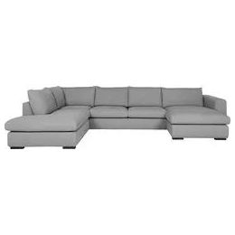 Wohnlandschaft furninova "Vida Platzwunder mit tollem Sitzkomfort, bequem und viel Platz" Sofas Gr. B/H/T: 371cm x 87cm x 218cm, Struktur, Ottomane links-Recamiere rechts, ohne Bettfunktion, weiß (silber) im skandinavischen Design und hochwertiger Detailverarbeitung