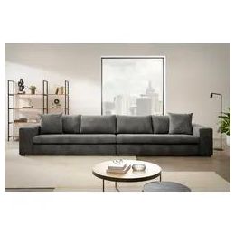 4-Sitzer Andas "SLEETLAND XXL in Samtvelours oder Vintage-Leder-Optik" Sofas Gr. B/H/T: 400 cm x 72 cm x 113 cm, Kunstleder, grau (dunkelgrau) besonders groß und bequem