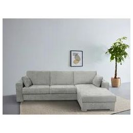 Ecksofa Home Affaire "Roma "M" Matratzenhöhe 14 cm, Dauerschlaffunktion, mit Unterfederung" Sofas Gr. B/H/T: 280cm x 85cm x 173cm, Luxus-Microfaser Lederoptik, Recamiere rechts, Liegefläche: 143 x 198cm, grau (hellgrau) Liegemaße ca 143x198 cm, L-Form