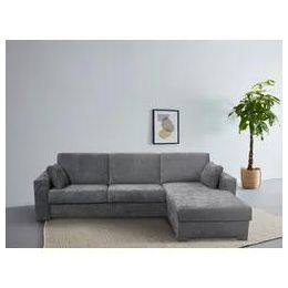 Ecksofa Home Affaire "Roma "M" Matratzenhöhe 14 cm, Dauerschlaffunktion, mit Unterfederung" Sofas Gr. B/H/T: 280cm x 85cm x 173cm, Luxus-Microfaser weich, Recamiere rechts, Liegefläche: 143 x 198cm, grau (dunkelgrau) Liegemaße ca 143x198 cm, L-Form