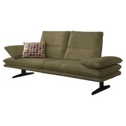 2-Sitzer W.Schillig "broadway" Sofas Gr. B/H/T: 216cm x 94cm x 96cm, Longlife Xtra-Leder Z69, Longchair links, mit Sitztiefenverstellung-ohne Kopfteilverstellung-ohne Seitenteilverstellung, grün (camouflage z69) Sitztiefenverstellung, Kopfteil- & Seitenteilverstellung, Breite 216cm