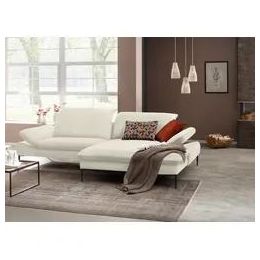 Ecksofa W.Schillig "enjoy&MORE" Sofas Gr. B/H/T: 294cm x 87cm x 185cm, Longlife Xtra-Leder Z59, Recamiere rechts, mit Kopfteilverstellung-mit Armlehnenverstellung-mit Sitztiefenverstellung, weiß (weiß z59) Sitztiefenverstellung, Füße schwarz pulverbeschichtet, Breite 294 cm