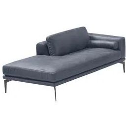 Ottomane Egoitaliano "Masu, Design trifft super Sitzkomfort, mit toller Detailverarbeitung" Sofas Gr. B/H/T: 182cm x 95cm x 97cm, Leder BULL, Armlehne rechts, grau (smoke) Rückenkissen und Armteilrolle für mehr Komfort, mit Metallfüßen