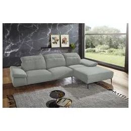 Ecksofa W.Schillig "levi" Sofas Gr. B/H/T: 309cm x 80cm x 182cm, Flachgewebe S22, Longchair rechts, mit Kopfteilverstellung-mit Armlehnenverstellung-mit motorischer Sitztiefenverstellung, braun (sky s22) inklusive Kopfstützenverstellung & Seitenteilverstellung, Breite 309cm