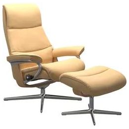 Relaxsessel stressless "View" Sessel Gr. Material Bezug, Material Gestell, Ausführung / Funktion, Maße, gelb mit Cross Base, Größe S, M & L, Holzakzent Eiche