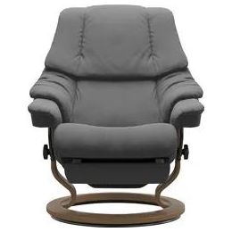 Relaxsessel stressless "Reno" Sessel Gr. Microfaser DINAMICA, PowerTM Leg & Back-Classic Base Eiche-M, B/H/T: 79cm x 98cm x 78cm, grau (dark grey dinamica) elektrisch verstellbar, optional 2-motorisch, Größe M & L