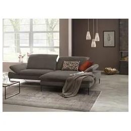 Ecksofa W.Schillig "enjoy&MORE" Sofas Gr. B/H/T: 294cm x 87cm x 185cm, Chenille-Flachgewebe R66, Recamiere rechts, mit Kopfteilverstellung-mit Armlehnenverstellung-mit Sitztiefenverstellung, braun (brown r66) Sitztiefenverstellung, Füße schwarz pulverbeschichtet, Breite 294 cm