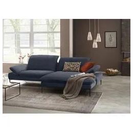 Ecksofa W.Schillig "enjoy&MORE" Sofas Gr. B/H/T: 294cm x 87cm x 185cm, Stoff S37, Recamiere rechts, mit Kopfteilverstellung-mit Armlehnenverstellung-mit Sitztiefenverstellung, blau (dunkelblau s37) Sitztiefenverstellung, Füße schwarz pulverbeschichtet, Breite 294 cm