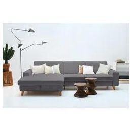 Ecksofa Tom Tailor HOME "Nordic Shift Pure" Sofas Gr. B/H/T: 308cm x 86cm x 180cm, Bouclé SCO, Recamiere links, ohne Bettfunktion und Bettkasten, grau (fog sco 89) wahlweise mit Bettfunktion und Bettkasten