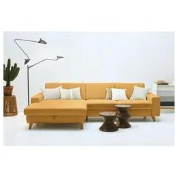 Ecksofa Tom Tailor HOME "Nordic Shift Pure" Sofas Gr. B/H/T: 308cm x 86cm x 180cm, Bouclé SCO, Recamiere links, ohne Bettfunktion und Bettkasten, braun (honey sco 95) wahlweise mit Bettfunktion und Bettkasten