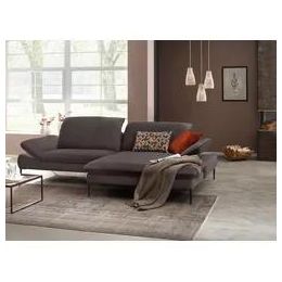 Ecksofa W.Schillig "enjoy&MORE" Sofas Gr. B/H/T: 294cm x 87cm x 185cm, Longlife Xtra-Leder Z59, Recamiere rechts, mit Kopfteilverstellung-mit Armlehnenverstellung-mit Sitztiefenverstellung, braun (braun z59) Sitztiefenverstellung, Füße schwarz pulverbeschichtet, Breite 294 cm