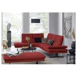 Ecksofa W.Schillig "broadway" Sofas Gr. B/H/T: 284cm x 94cm x 224cm, Stoff S37, Ottomane links, mit Sitztiefenverstellung-mit Kopfteilverstellung-mit Seitenteilverstellung, rot (marsala s37) Sitztiefenverstellung, Kopfteil- & Seitenteilverstellung, Breite 284cm