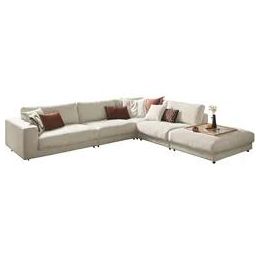 Ecksofa 3C Candy "Enisa II L-Form" Sofas Gr. B/H/T: 365cm x 86cm x 322cm, Struktur, langer Schenkel links, beige (nature) incl. 3 Flatterkissen, wahlweise mit Flecken-Schutz-Bezug Easy care