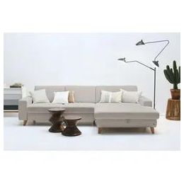 Ecksofa Tom Tailor HOME "Nordic Shift Pure" Sofas Gr. B/H/T: 308cm x 86cm x 180cm, Bouclé SCO, Recamiere rechts, ohne Bettfunktion und Bettkasten, beige (cream sco 19) wahlweise mit Bettfunktion und Bettkasten