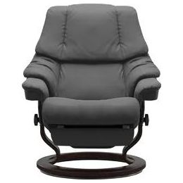 Relaxsessel stressless "Reno" Sessel Gr. Leder BATICK, PowerTM Leg & Back-Classic Base Braun-L, B/H/T: 88cm x 98cm x 77cm, grau (grey batick) elektrisch verstellbar, optional 2-motorisch, Größe M & L