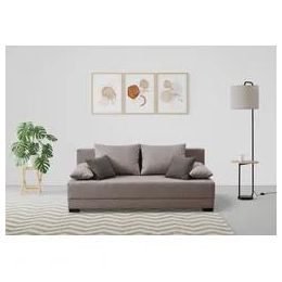 Schlafsofa Inosign "Sierra, 198 cm, mit Bettfunktion (150/198 cm) und Bettkasten" Sofas Gr. B/H/T: 198cm x 87cm x 88cm, Struktur fein, beige inkl. loser Rücken-, Zier- und Armlehnkissen