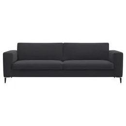 3-Sitzer FLEXLUX "Fiore, super Sitzkomfort durch Kaltschaum im Sitz" Sofas Gr. B/H/T: 229cm x 85cm x 92cm, Lederoptik, schwarz (gorilla blac) breite Armlehnen, Füße Alu+schwarz