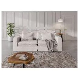 4-Sitzer Home Affaire "ALISSAS mit vielen Kissen, Biesen an den Kissen" Sofas Gr. B/H/T: 240cm x 94cm x 146cm, Struktur weich, beige (creme) Hussenoptik, mit kleinen Taschen an der Seite zum Verstauen