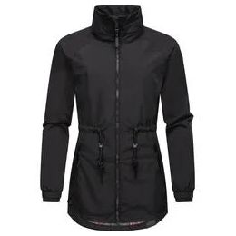 Outdoorjacke Ragwear "Tacy" Gr. XXL (44), schwarz Damen Jacken wasserdichte Übergangsjacke mit hohem Kragen